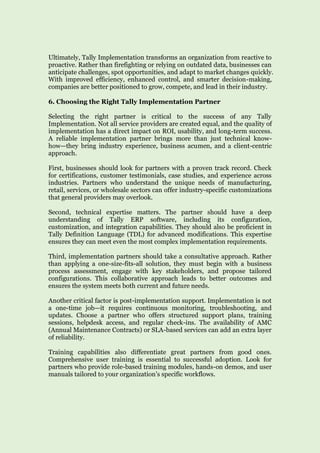 Transform Your Workflow with Tally Implementation Services | PDF