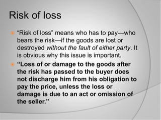 Transfer of title and risk of loss | PPTX
