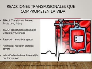 TRANSFUSIONES TACO, TRALI, COMPLICACIONES AGUDAS | PPTX