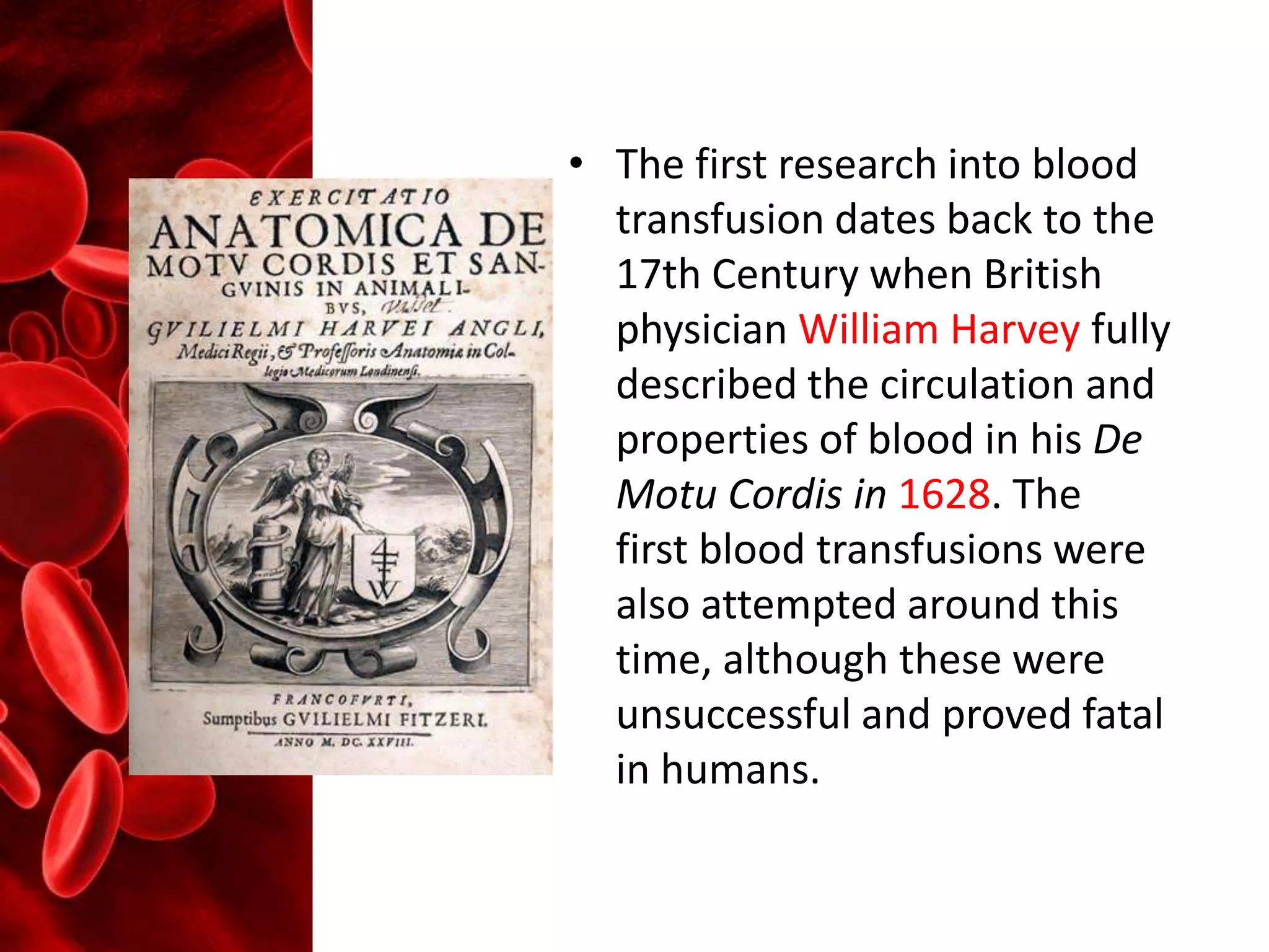 Historical aspect of transfusion medicine | PPTX