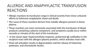 BLOOD TRANSFUSION REACTIONS IN HEMATOLOGY | PPT