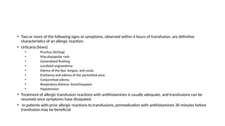 BLOOD TRANSFUSION REACTIONS IN HEMATOLOGY | PPT