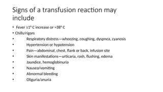 BLOOD TRANSFUSION REACTIONS IN HEMATOLOGY | PPT