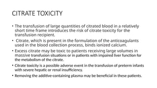 BLOOD TRANSFUSION REACTIONS IN HEMATOLOGY | PPTX