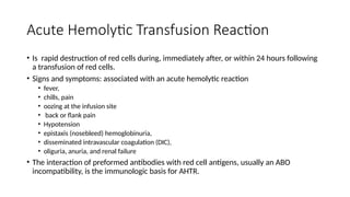 BLOOD TRANSFUSION REACTIONS IN HEMATOLOGY | PPT