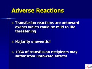 Transfusion Reactions.ppt | Blood Disorders | Diseases and Conditions