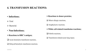 Transfusion reactions in Blood Bank | PPTX