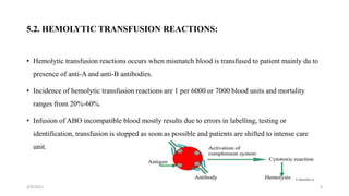 Transfusion reactions in Blood Bank | PPTX