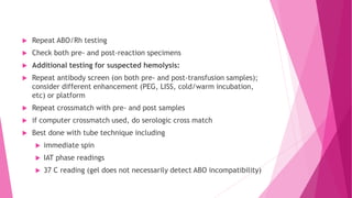 Hemolytic Transfusion reaction work up | PPTX
