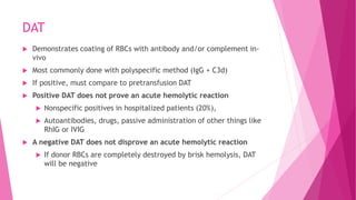 Hemolytic Transfusion reaction work up | PPTX