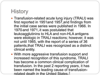 Transfusion related acute lung injury | PPTX