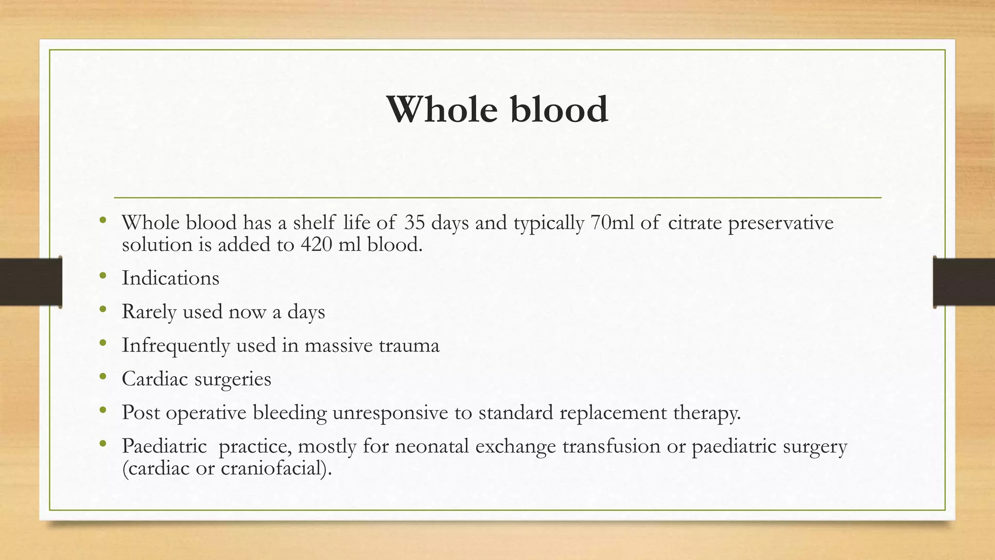 Transfusion and blood component therapy | PPT