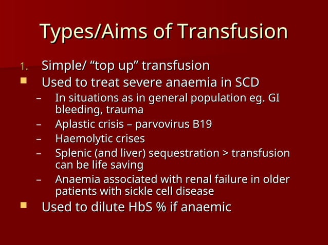 Blood Transfusion in Sickle Cell Disease | PPT | Lung and Respiratory ...