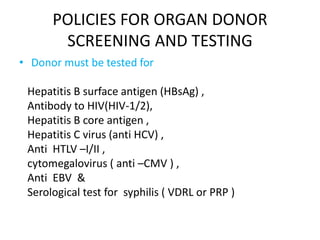 Transfusion support in solid organ transplant patient | PPTX