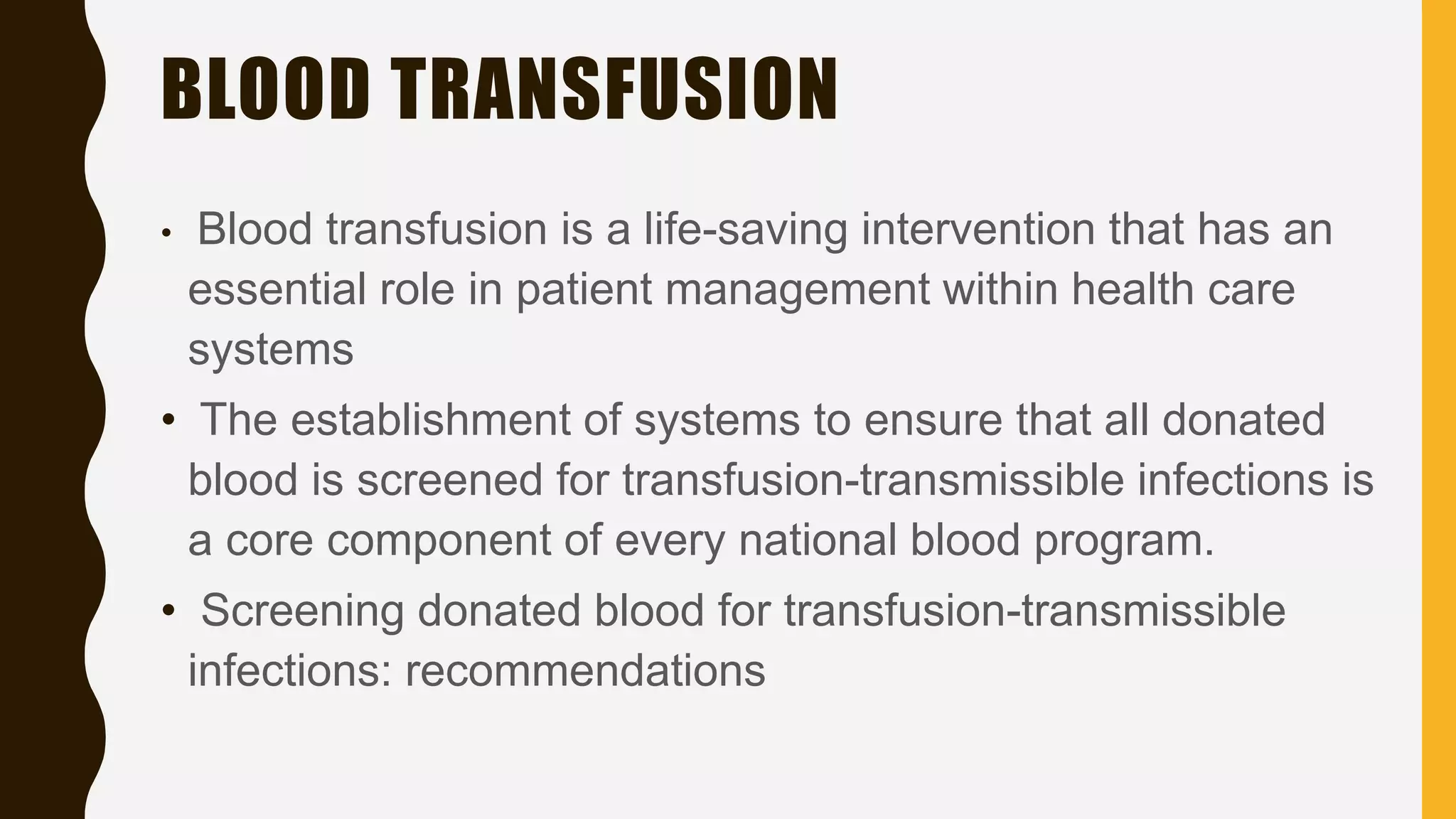 Transfusion transmissible infections sse | PPTX