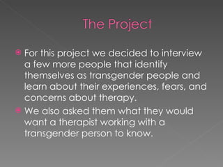 Transgender Project Powerpoint | PPT