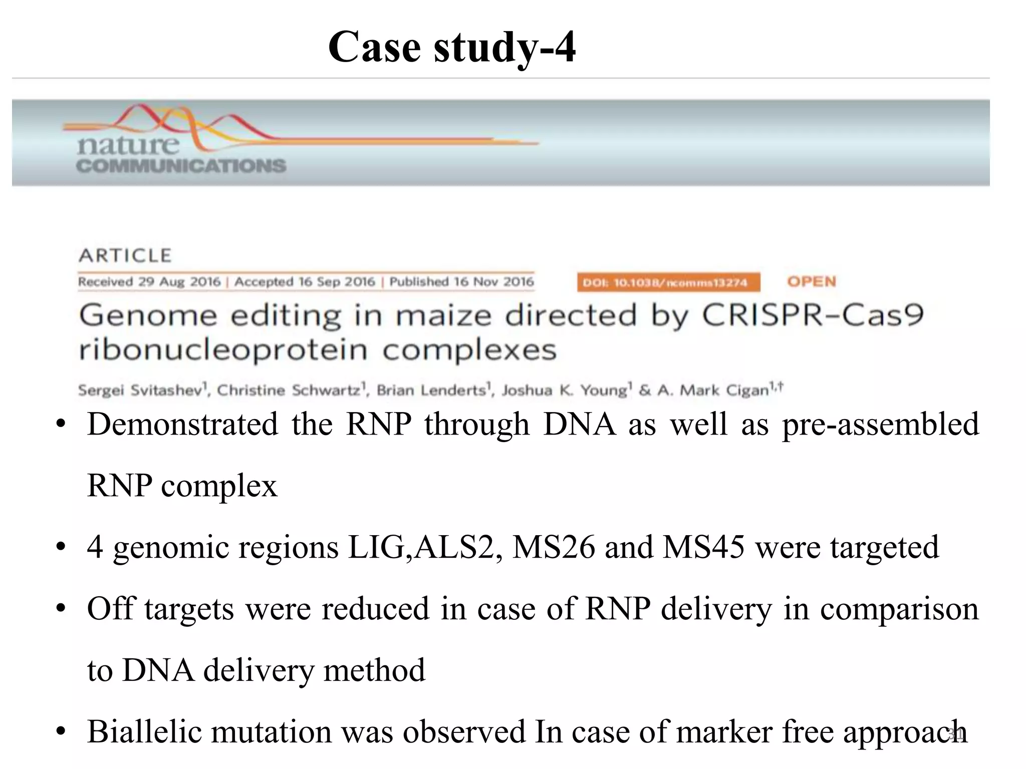 Transgene Free Genome Editing | PPT