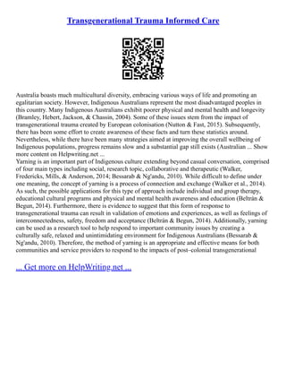 Transgenerational Trauma Informed Care | PDF