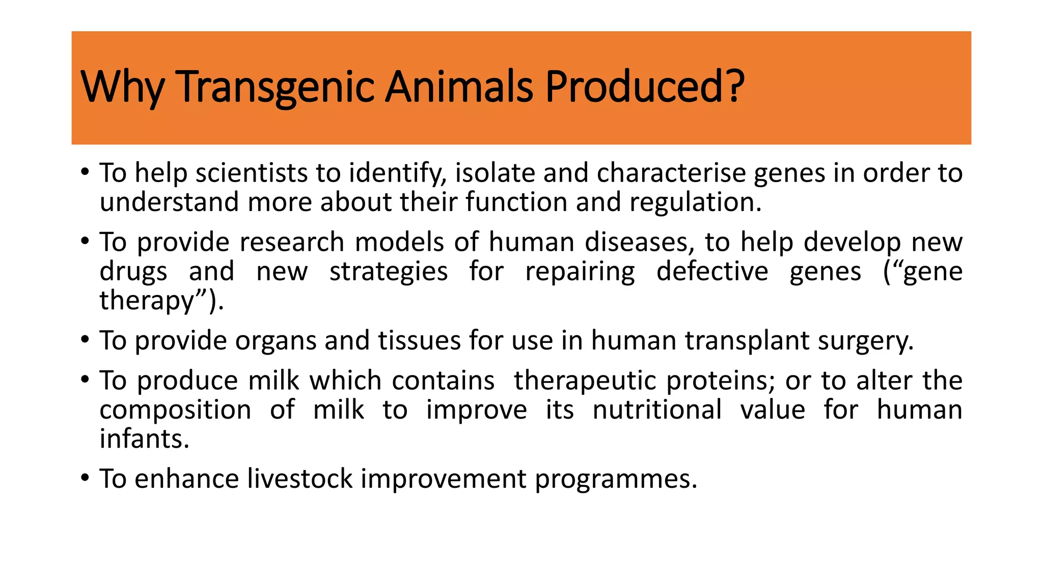 Transgenesis in animals | PPTX