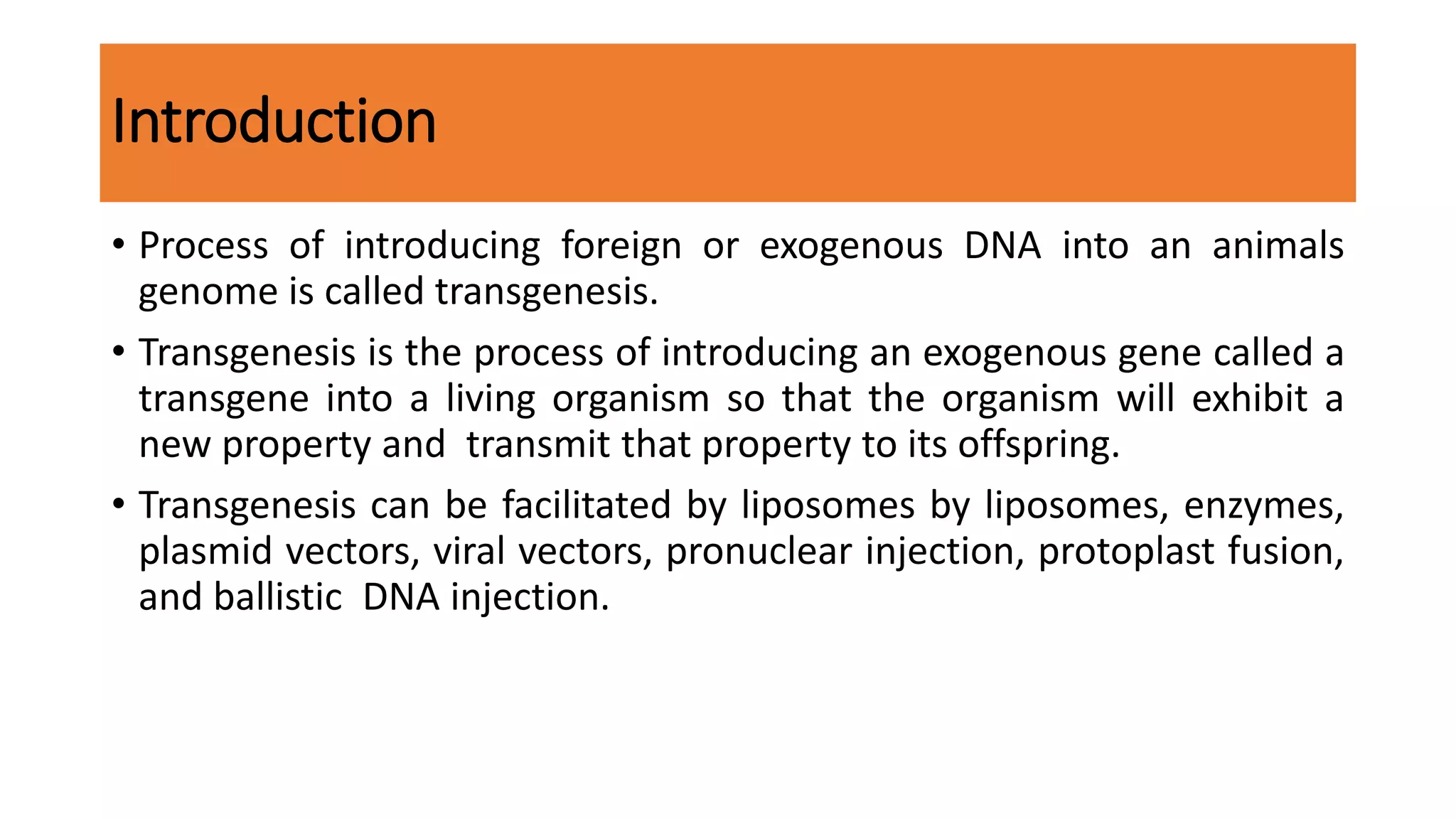 Transgenesis in animals | PPTX