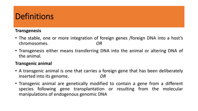 Transgenesis in animals | PPTX | Biological Sciences | Science