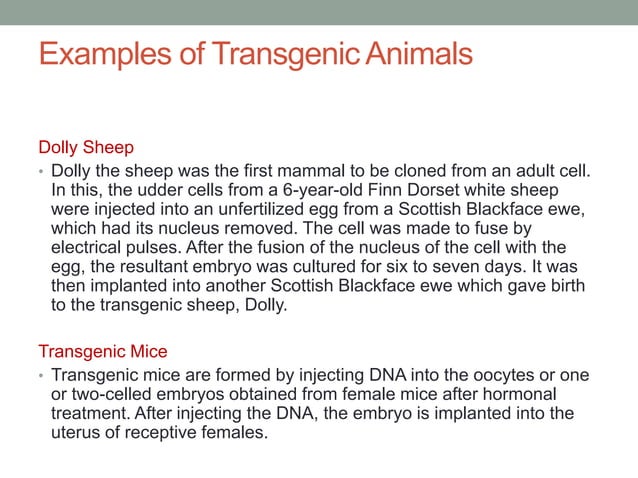 Transgenesis methods and applications | PPTX | Biological Sciences | Science