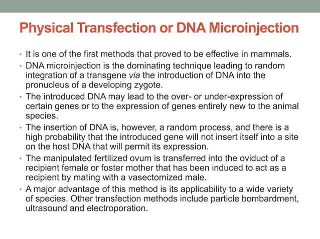 Transgenesis methods and applications | PPTX | Biological Sciences ...