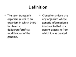 Transgenic and cloned organisms | PPTX