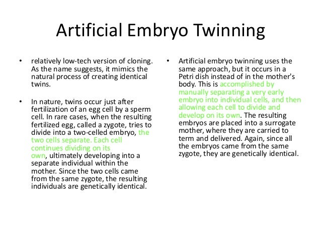 Artificial Embryo Twinning Process