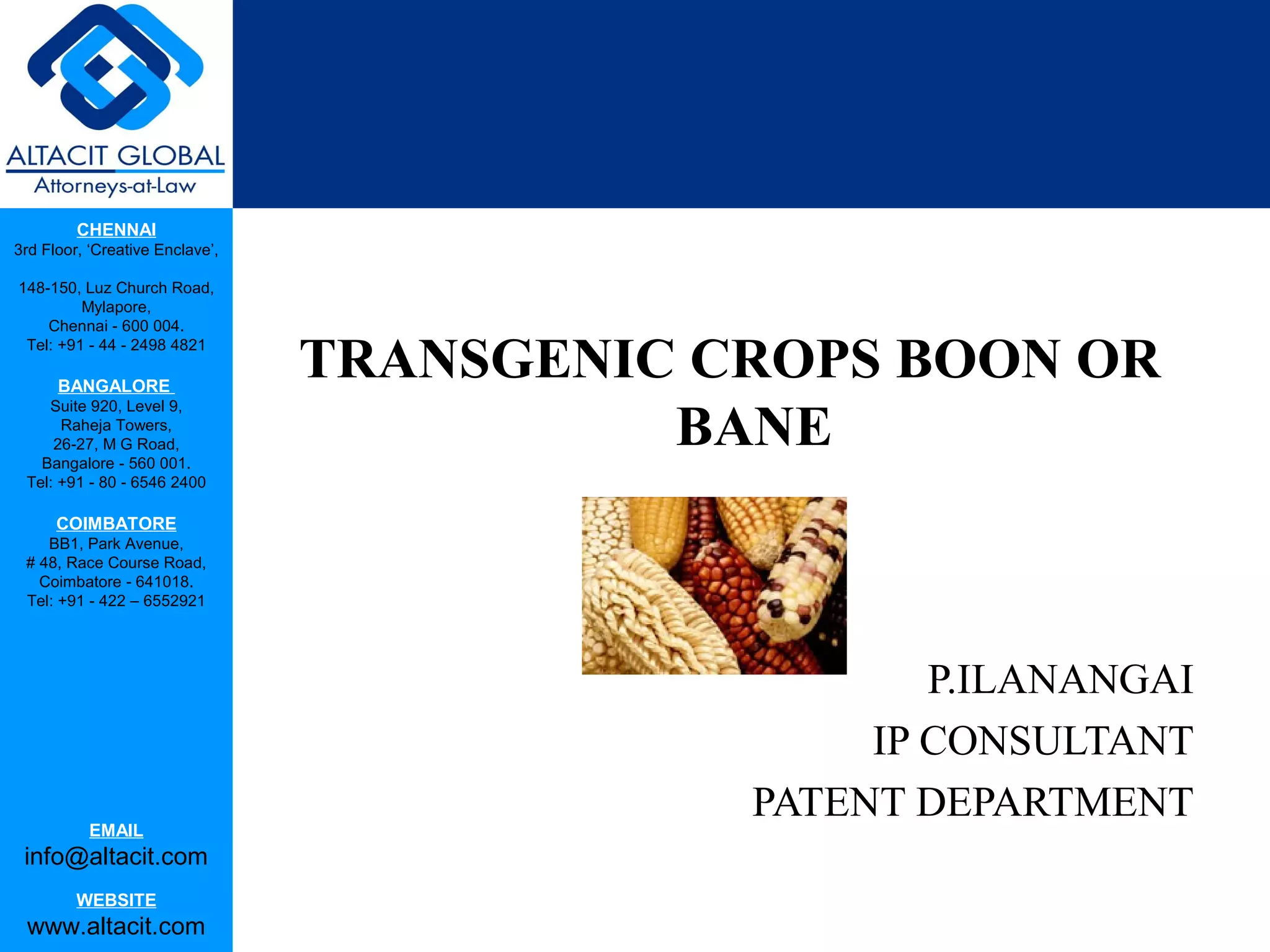 Transgenic crops boon or bane | PPT