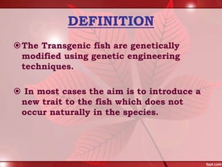 Transgenic fish, bird by kk sahu | PPT