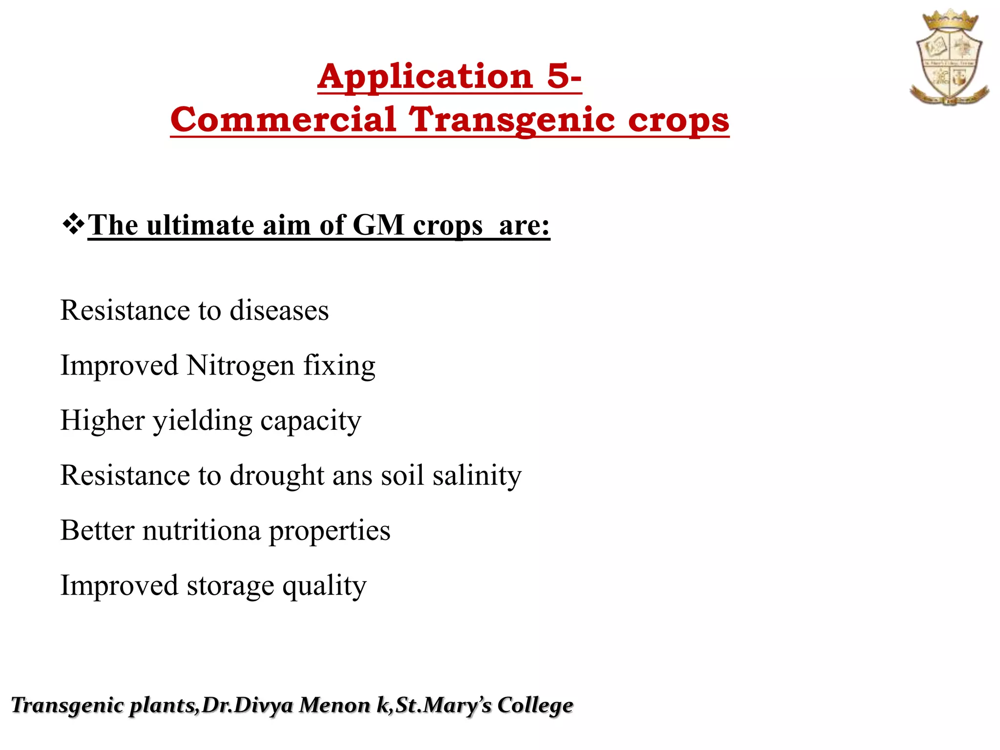 Botany:Transgenic plants- Genetic Engineering for crop improvement | PPTX