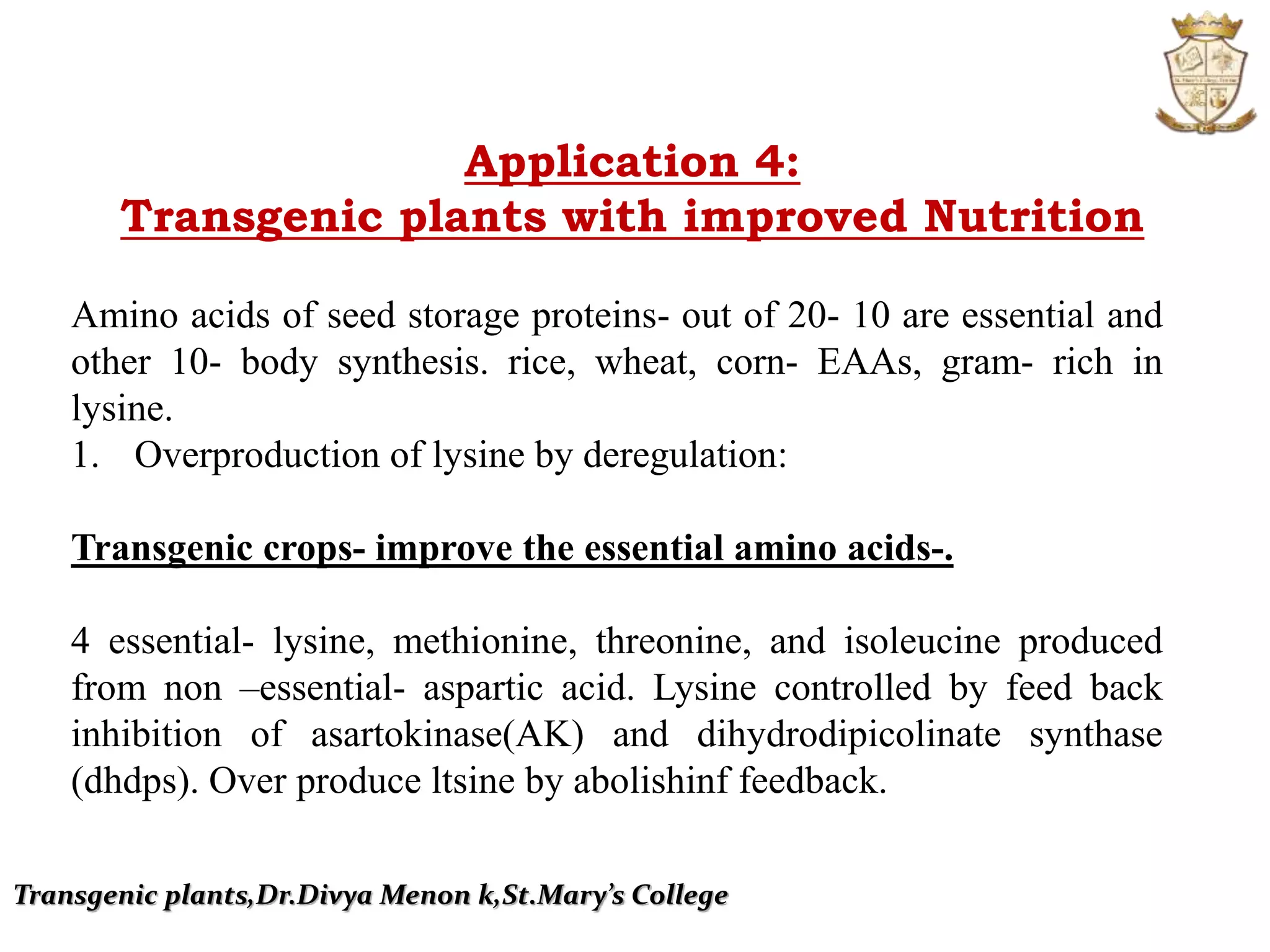 Botany:Transgenic plants- Genetic Engineering for crop improvement | PPTX