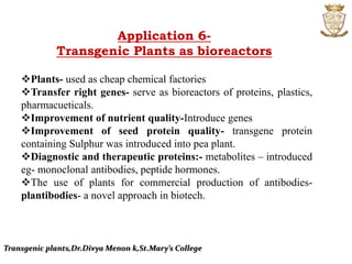Botany:Transgenic plants- Genetic Engineering for crop improvement | PPTX