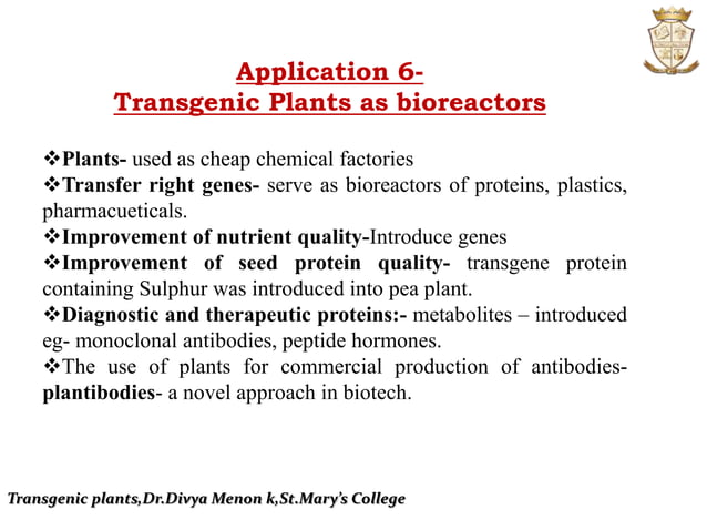 Botany:Transgenic plants- Genetic Engineering for crop improvement ...