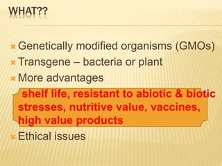 Transgenic plants and applications | PPTX