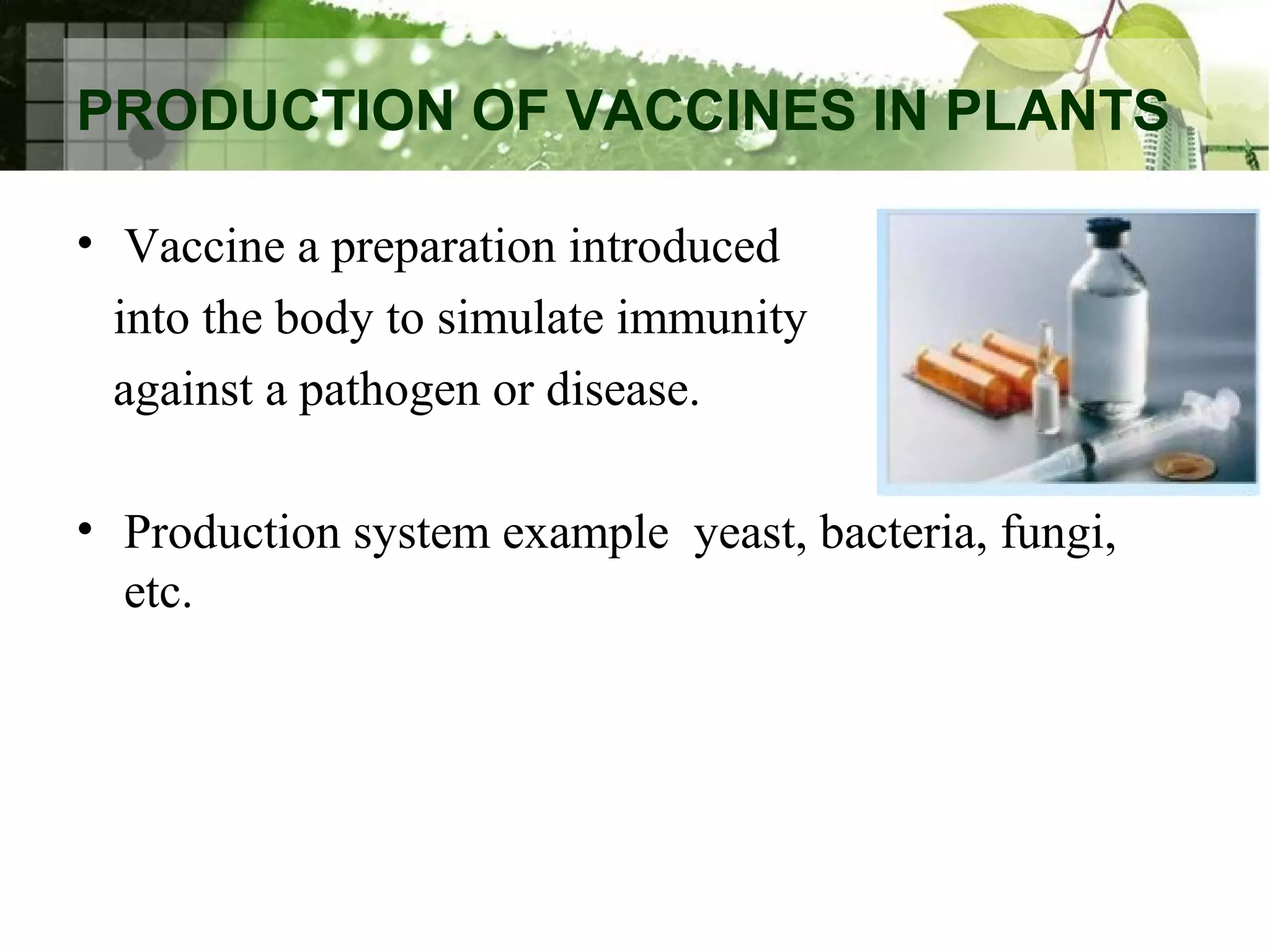 Transgenic plants as bioreactor | PPT