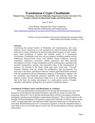 Transhuman Crypto Cloudminds. Melanie Swan | PDF | Internet | Computing