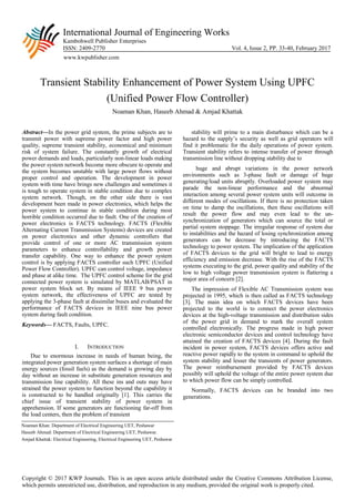 Transient stability-enhancement-of-power-system-using-upfc-unified-power-flow-controller | PDF