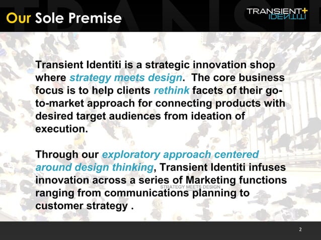 Transient identiti: Design Thinking and Innovation session v4 | PPT
