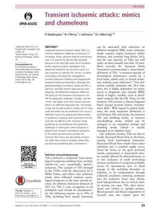 Transient ischaemic attacks mimics and chameleons | PDF