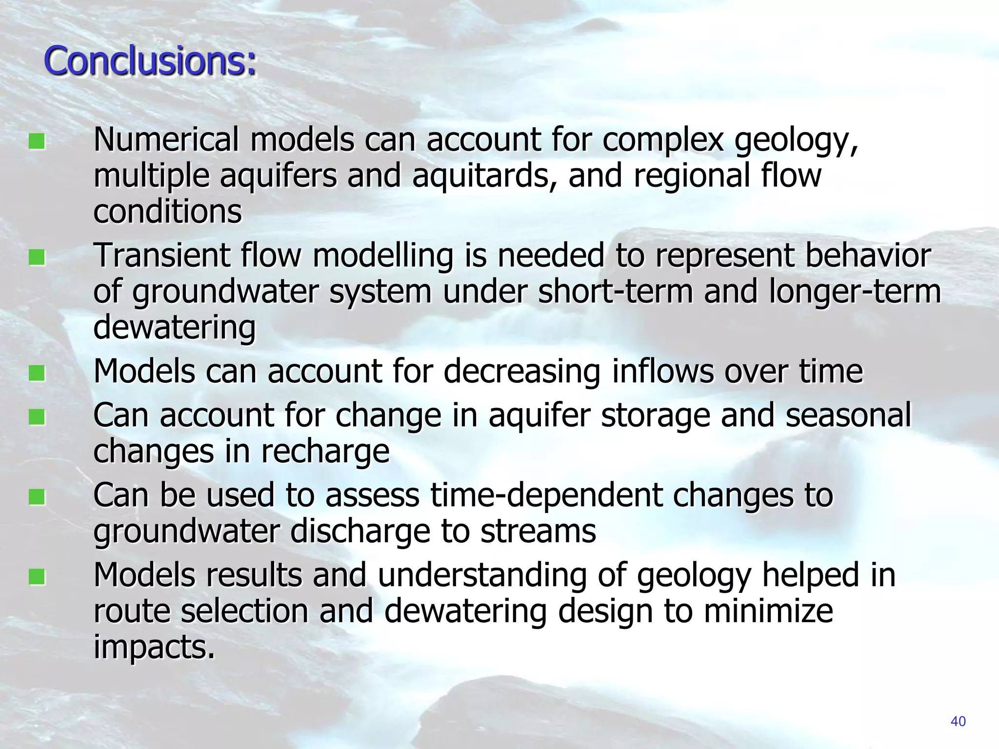 Transient Modelling Of Groundwater Flow Application To Tunnel
