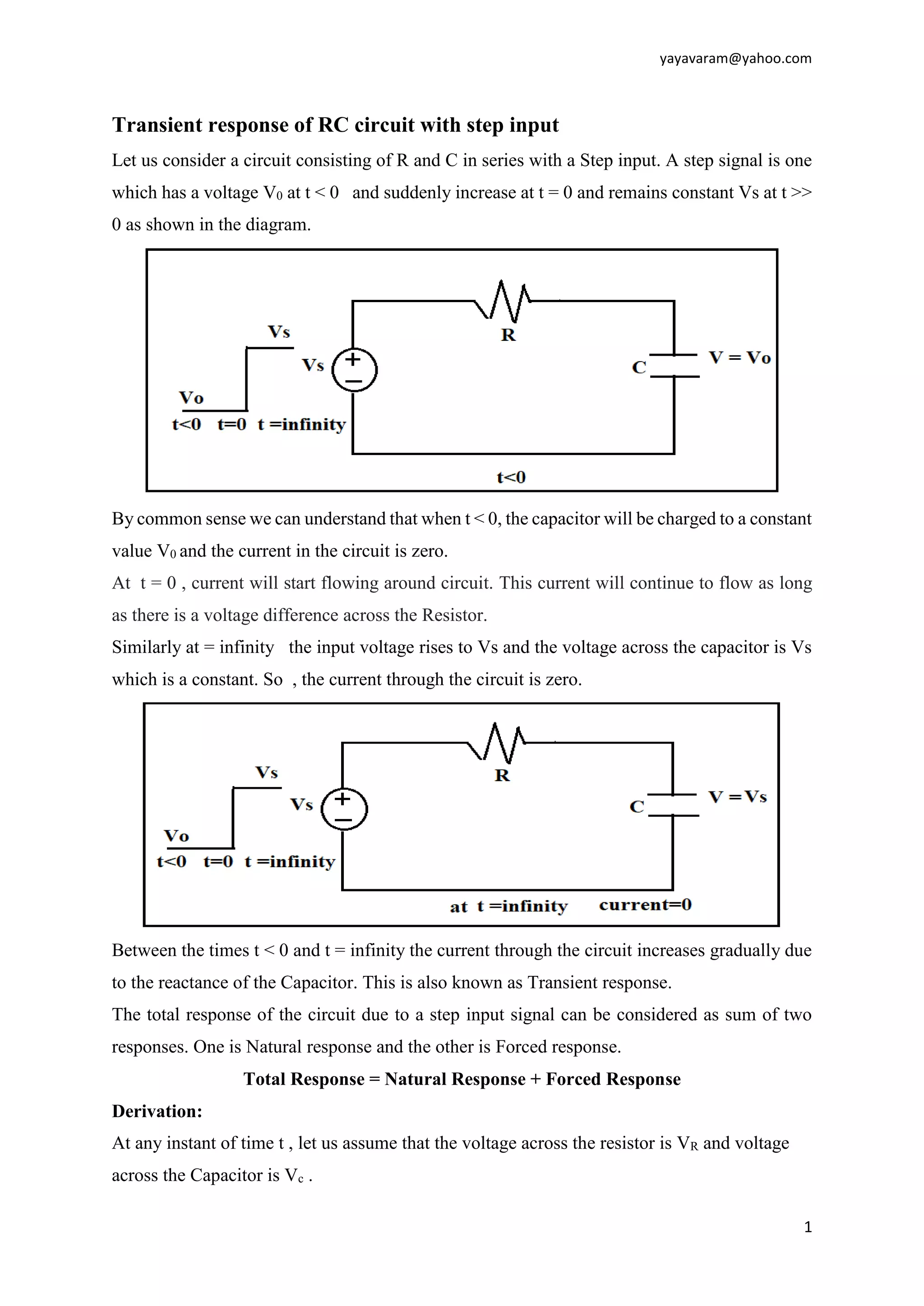 Transient response of RC , RL circuits with step input | PDF