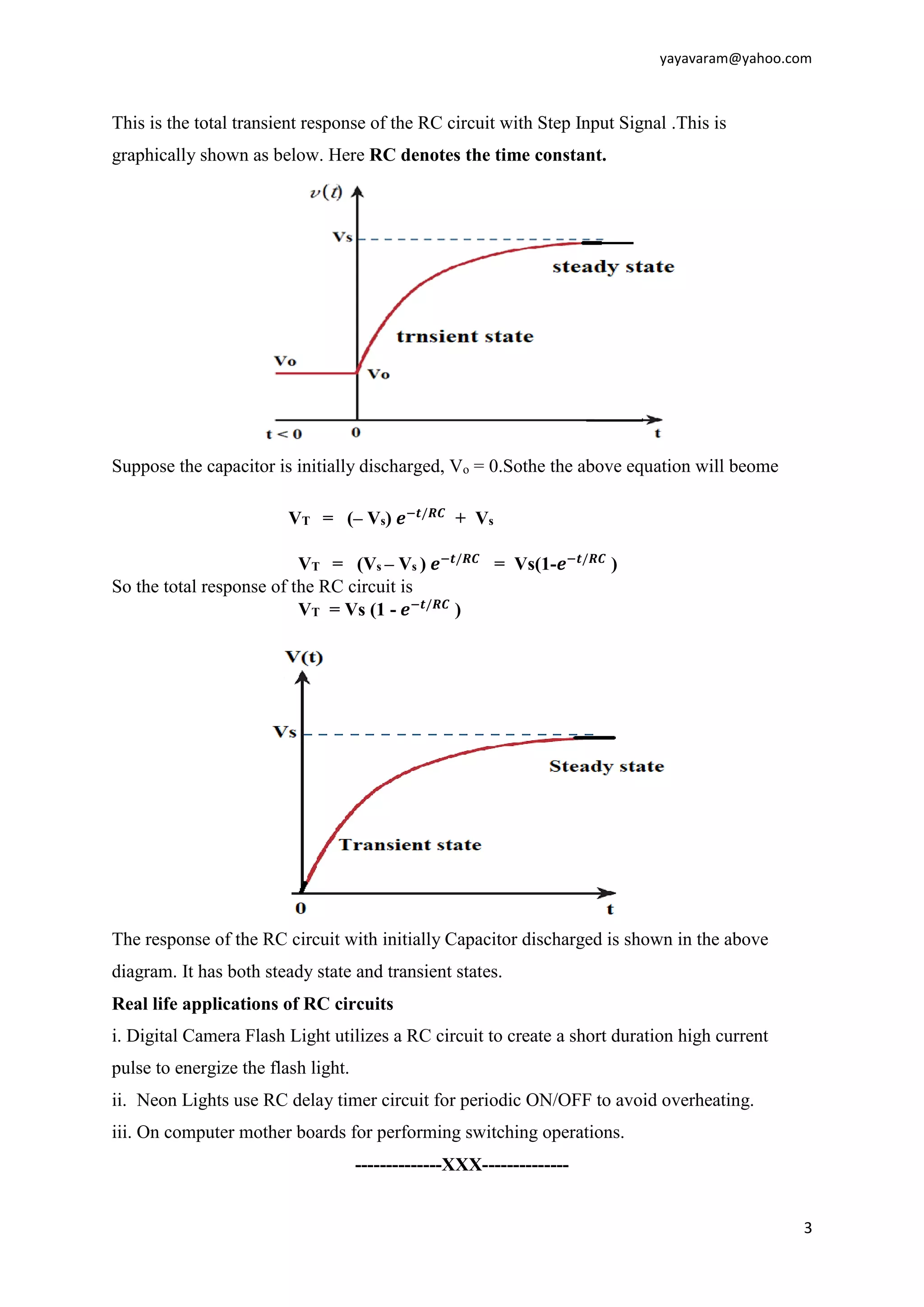 Transient response of RC , RL circuits with step input | PDF
