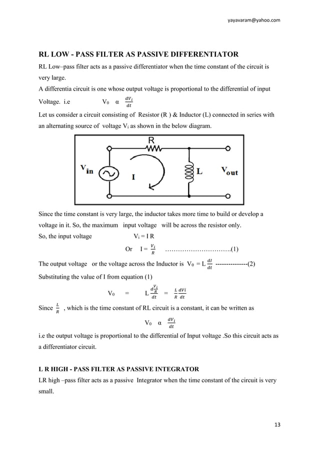 Transient response of RC , RL circuits with step input | PDF