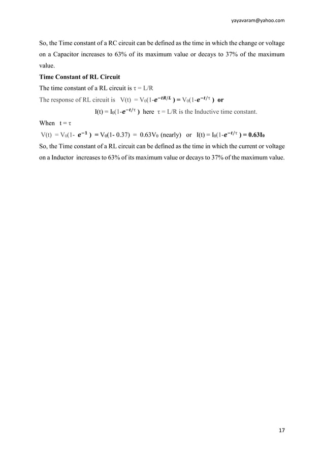 Transient response of RC , RL circuits with step input | PDF