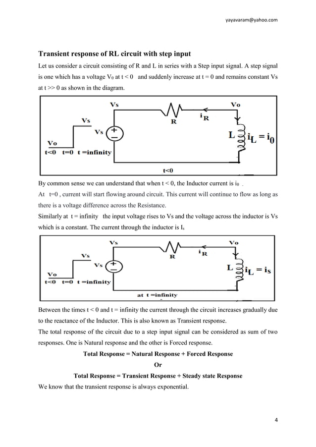 Transient response of RC , RL circuits with step input | PDF