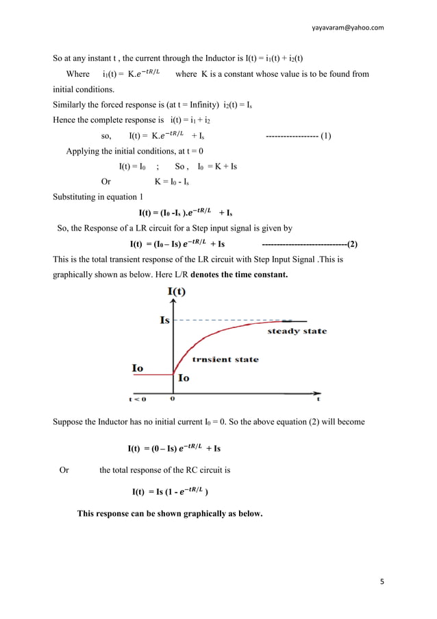 Transient response of RC , RL circuits with step input | PDF