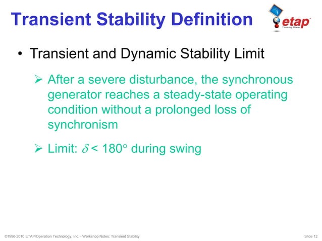 ETAP - Transient stability 2 | PDF