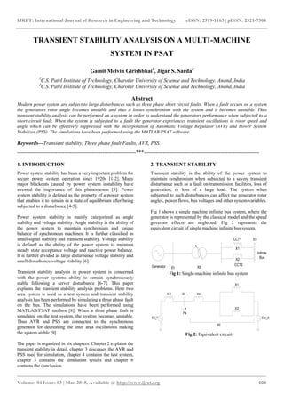 Transient stability analysis on a multi machine system in psat | PDF